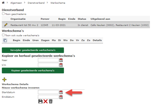 Werkschema - Staff Help